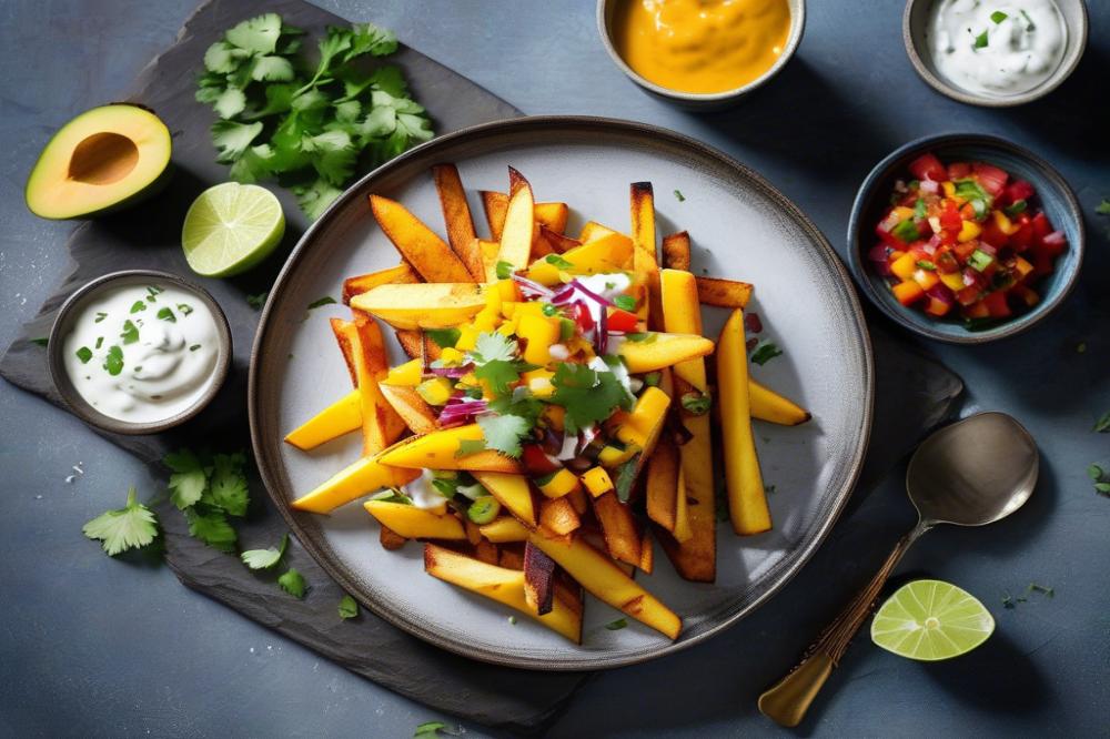 Delicious Masala Fries With Fresh Mango Salsa And Raita Recipe - Recipe bix