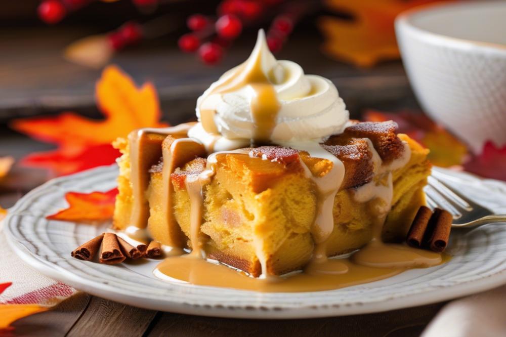 Delicious Pumpkin Bread Pudding With Maple Cream Sauce Recipe - Recipe bix