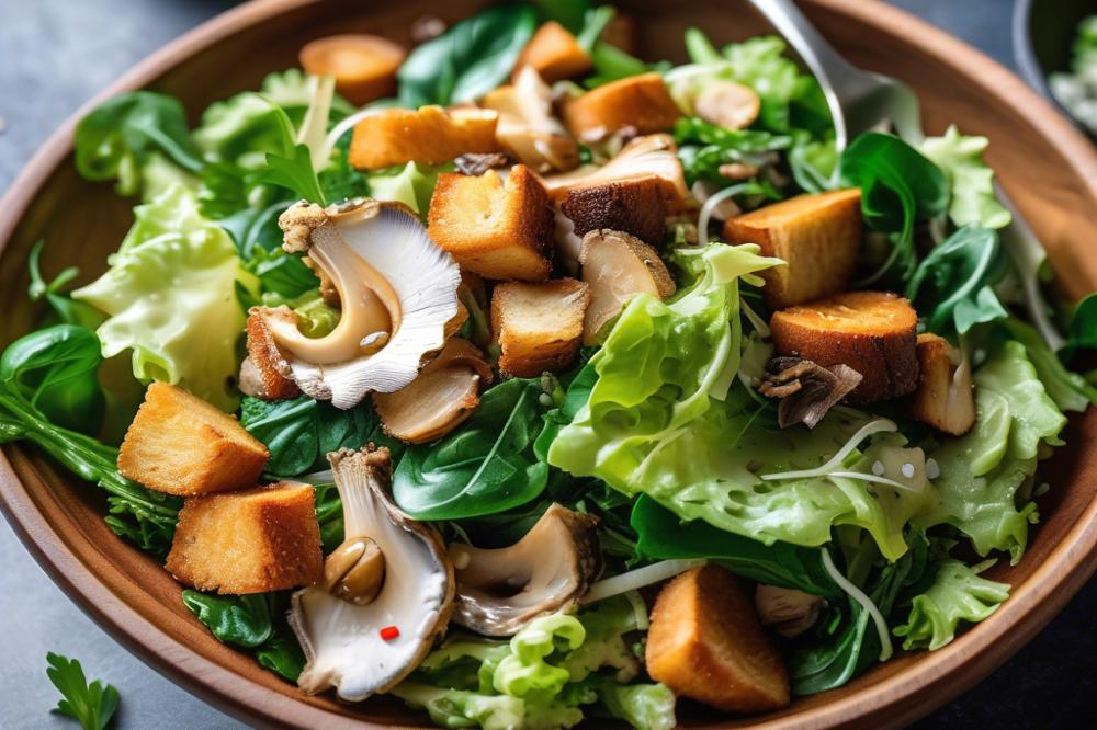 Delicious Vegan Caesar Salad With Oyster Mushrooms Recipe - Recipe bix
