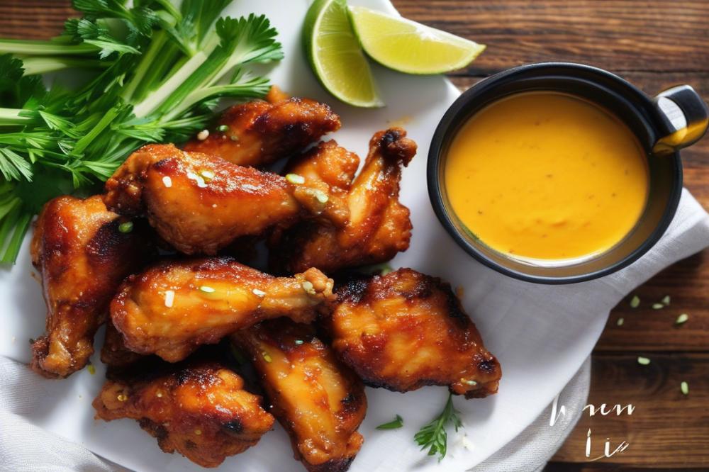 Honey-Mustard Chicken Wings With A Cheese Dip - Recipe bix
